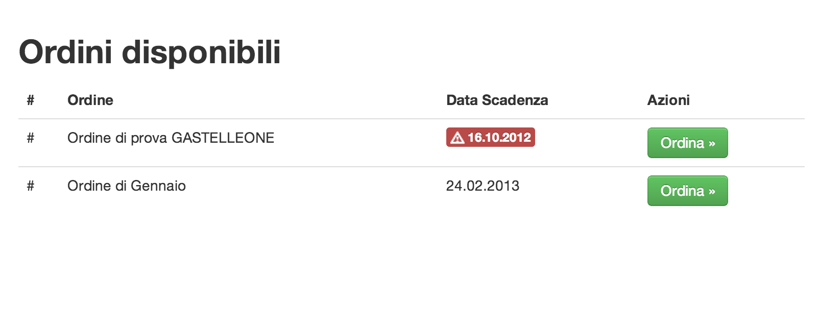 Ordini disponibili